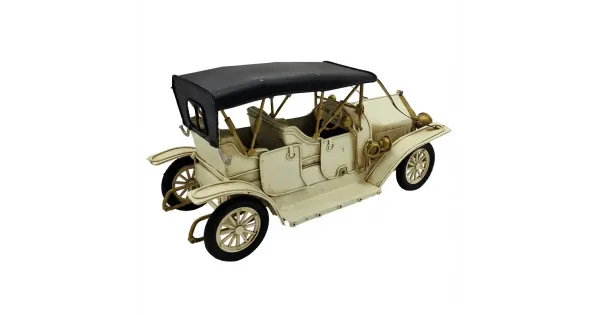1910 Buick Model 19 Touring Metal Dekoratif Araba - Krem / Hediye Mevsimi