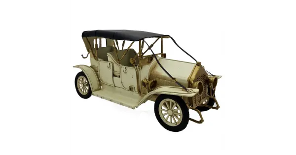 1910 Buick Model 19 Touring Metal Dekoratif Araba - Krem / Hediye Mevsimi